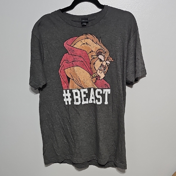 Disney | Shirts | L Gray Graphic Tshirt With Disney Beast Design | Poshmark